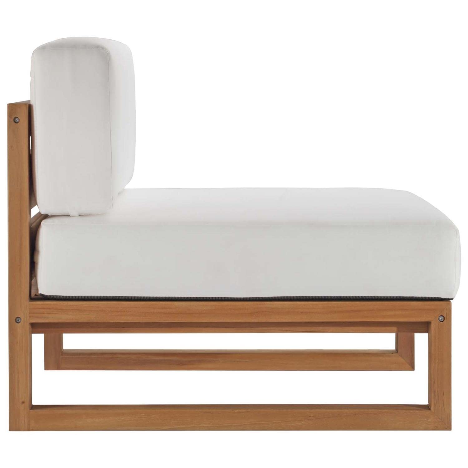 Modway EEI-4125-NAT-WHI Upland Patio Teak Wood Corner, Armless Chair, Natural White