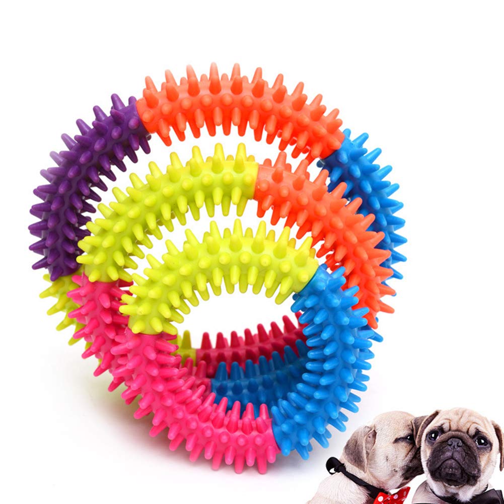 shlutesoy Cute Pet Dog Puppy Round Ring Circle Tooth Cleaning Molar Bite Chewing Training Toy Random Color 4-Color Ring