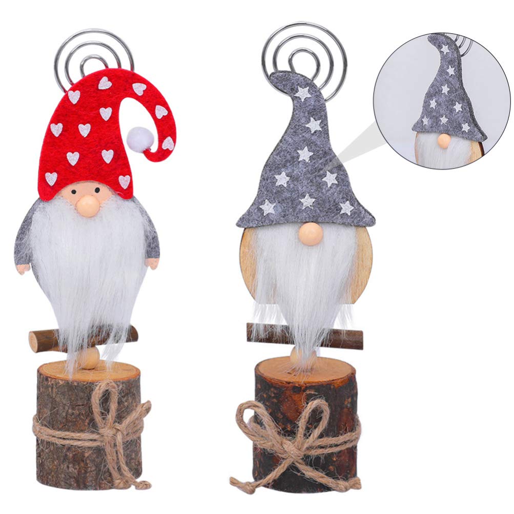 PRETYZOOM 4pcs Christmas Gnomes Place Card Holder Table Number Holders Table Picture Holder for Christmas Party Favors Gifts