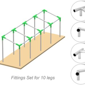 GoodsZone Canopy Fittings Kit 1 3/8" Slant roof Shelter Carport Deck Shed Frame Connectors Coupling, Full Set for 6, 8, 10 Legs, Without Poles (for 10 Legs)