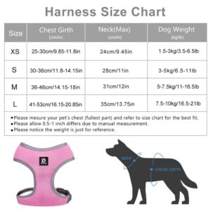 Puppy Harness and Leash Set- XS and Small Dog Harness- Soft Mesh Halter- Adjustable Reflective Teacup Dog Harness- No Pull No Choke (XS, Pink)