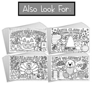 Tiny Expressions – Halloween Placemats for Kids (Pack of 12 Pumpkin Placemats) | Coloring Activity Paper Table Mats for Children’s School Party Craft | Disposable Bulk Bundle Set