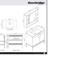 Fine Fixtures - Modern Gray 36" Bathroom Vanity Set, Chrome Hardware, Vireous China Sink Top