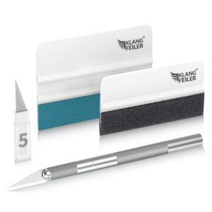 klangfeiler® smoothing tool kit - for applying peel, wallpapers, vinyls & tints - car window film tinting tool - vinyl wrap kit - 2 squeeges, knife & 5 blades