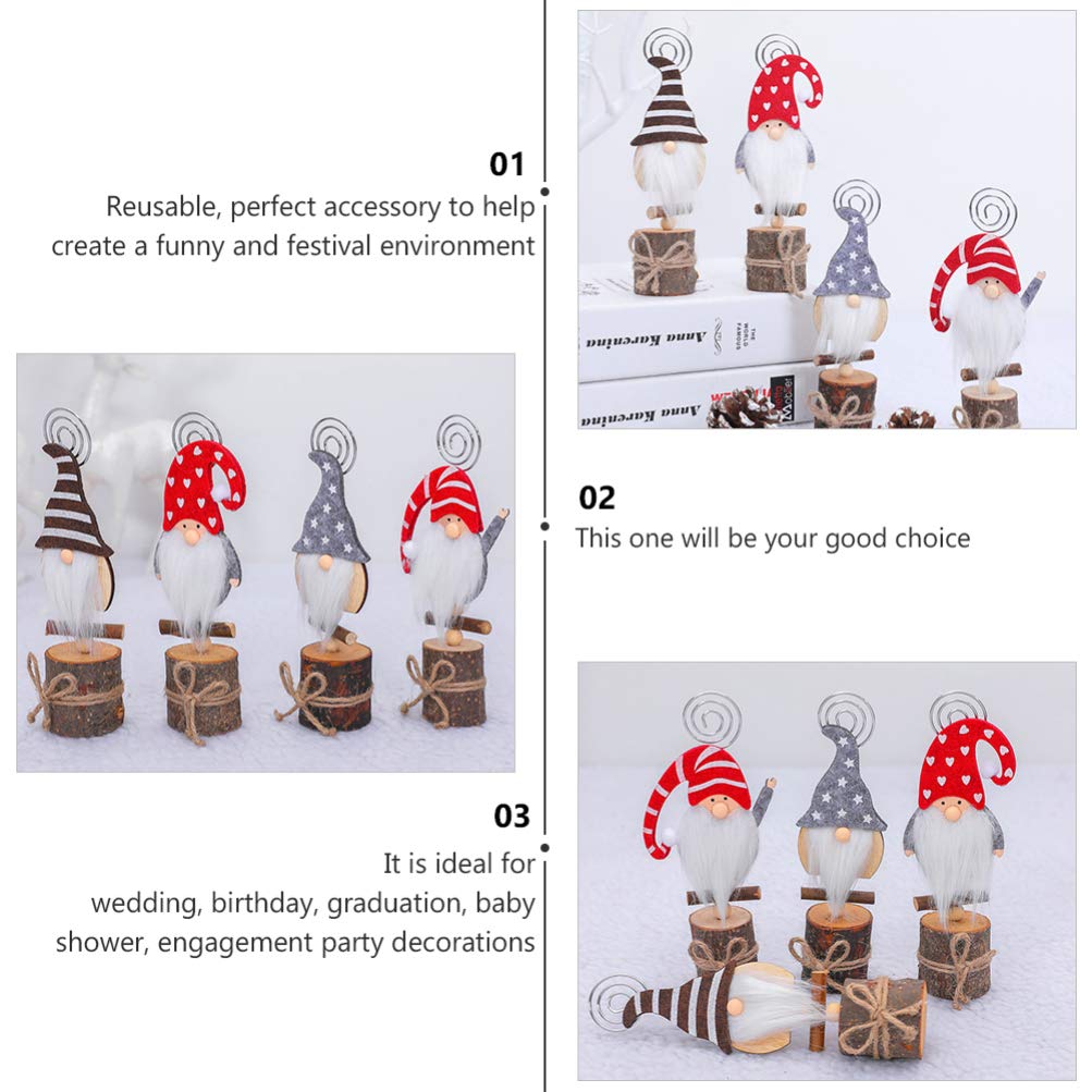 PRETYZOOM 4pcs Christmas Gnomes Place Card Holder Table Number Holders Table Picture Holder for Christmas Party Favors Gifts