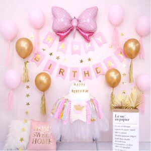 HORUIUS Bow Balloon Bowtie Pink Bow Balloons Foil Mylar Balloons for Wedding Bridal Shower Gender Reveal Balloon Party Birthday Gift Decoration Supplies 32 inch 5PCS