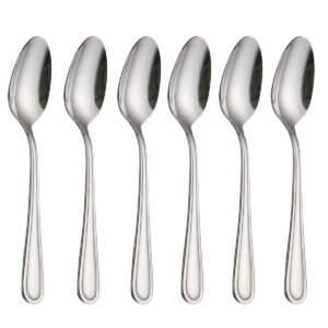 hissf spoons dinner spoons stainless steel 18/0 of dessert spoons 6 pcs for home, kitchen restaurant, dishwasher safe, 7.08 inches, silver