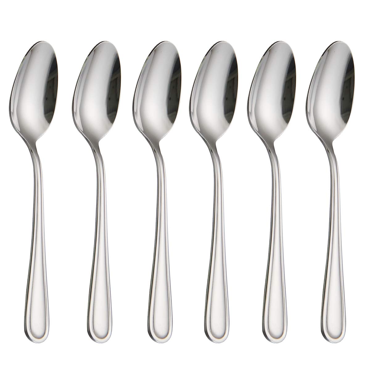 HISSF Spoons Dinner Spoons Stainless Steel 18/0 of Dessert Spoons 6 Pcs for Home, Kitchen Restaurant, Dishwasher Safe, 7.08 Inches, Silver