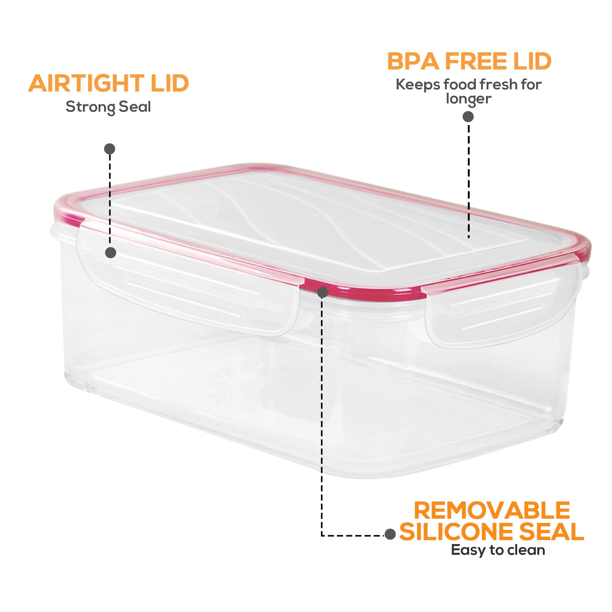 Utopia Kitchen Plastic Food Storage Containers with Lids Airtight - Pack of 40 (20 Containers & 20 Lids)- Reusable & Leftover Food Lunch Boxes - Leak Proof, Freezer & Microwave Safe Rice Containers