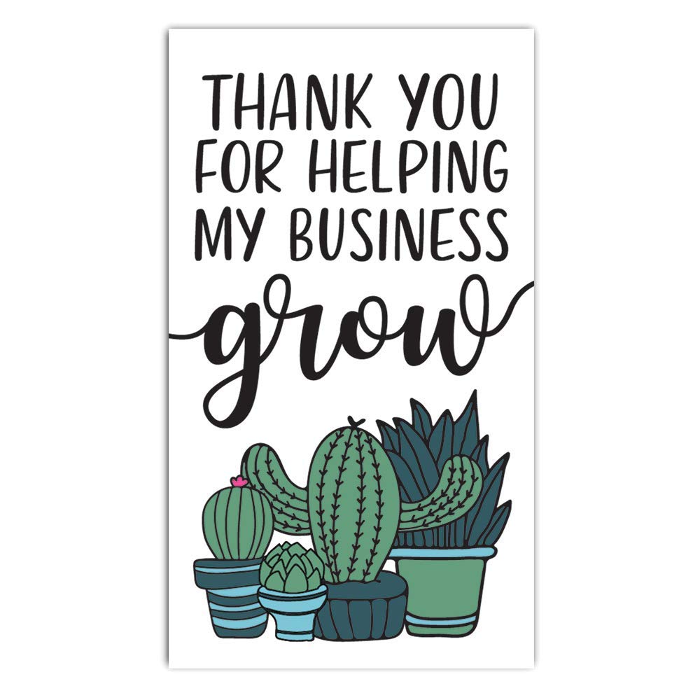 50 Cactus Thank You for Helping My Business Grow - Customer Thank You for Your Order Cards - Small Business Online Shop Package Insert