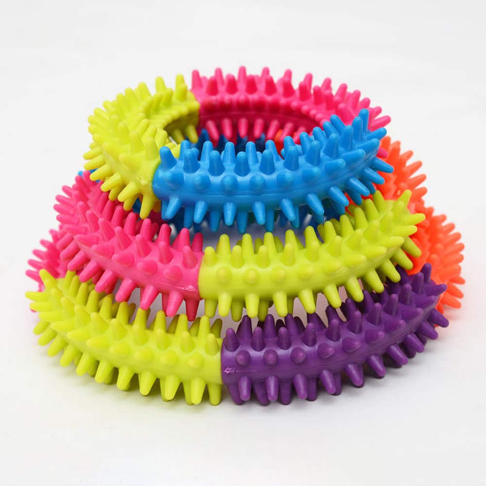 shlutesoy Cute Pet Dog Puppy Round Ring Circle Tooth Cleaning Molar Bite Chewing Training Toy Random Color 4-Color Ring