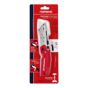 Norske Tools NMCP050 Utility Knife, Twin Blade Retractable Folding Utility Knife with Utility Blade and Hooked Blade Patented