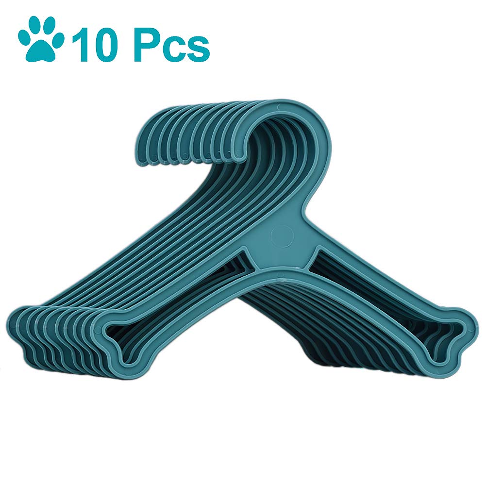 Dog Bone Shaped Puppy Cat Kitten Small Pet Mini Clothes Plastic Hanger Pink or Blue Pack of 10 (Blue)