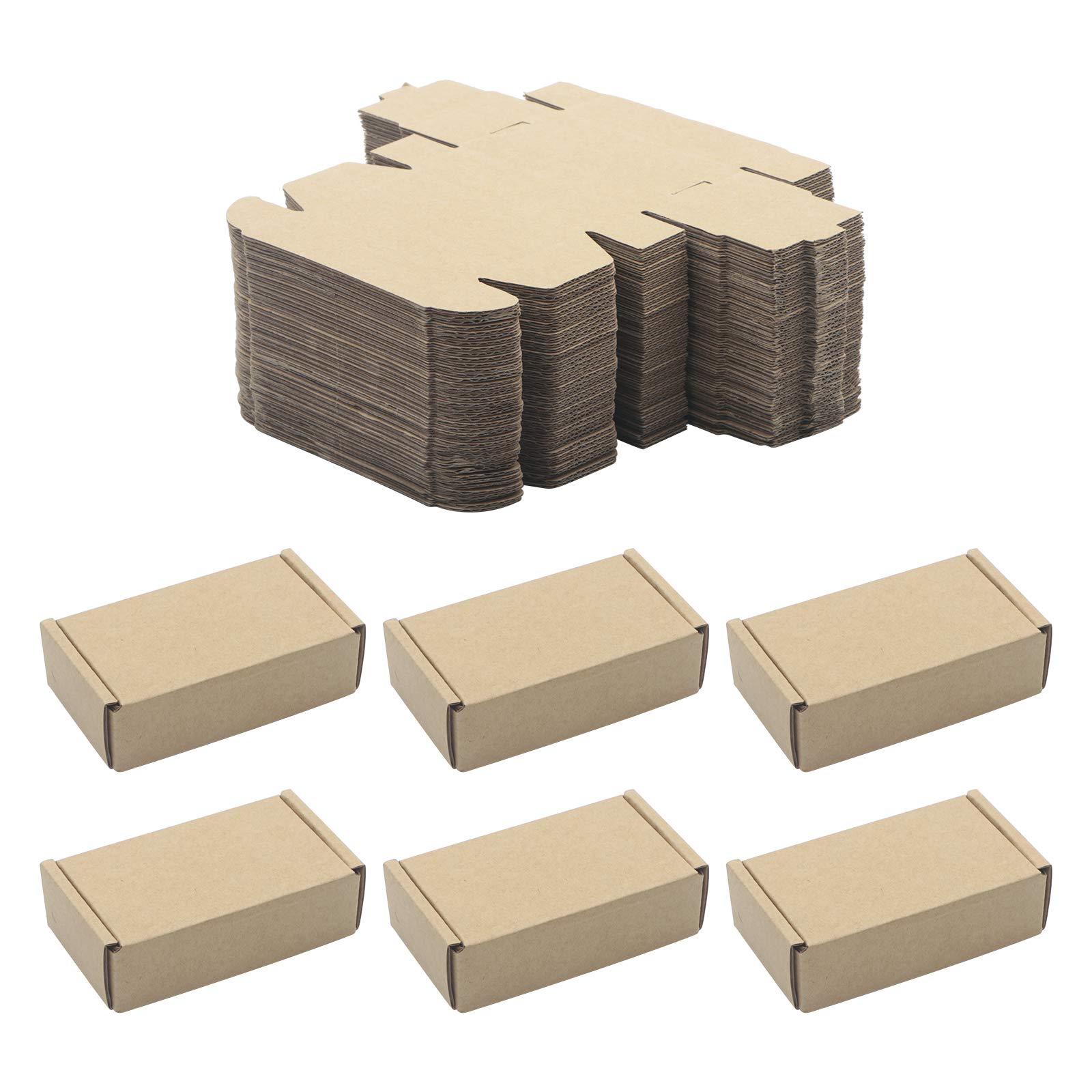 Ellbest 50 Pack Kraft Paper Boxes, Foldable Rectangular Paper Box Packing Box for shipping, Storaging Small items, Brown, 3.62 x 1.98 x 1.02 inches