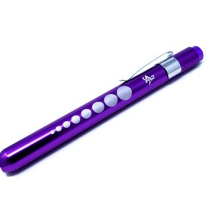 Penlight Reusable Medical Aluminum LED Pen Light with Pupil Gauge for Nurses Doctors Students with Pocket Clip (Purple)