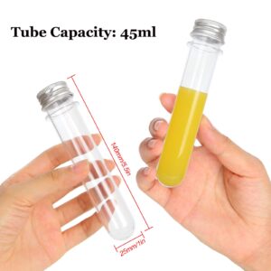 60Pack Plastic Test Tubes with Caps, 45ML Clear Bath Salt Tubes Gumball Candy Tubes, Tube Container Vials for Scientific Experiments, Party Favors, Decorate The House, Candy Storage