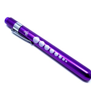 Penlight Reusable Medical Aluminum LED Pen Light with Pupil Gauge for Nurses Doctors Students with Pocket Clip (Purple)