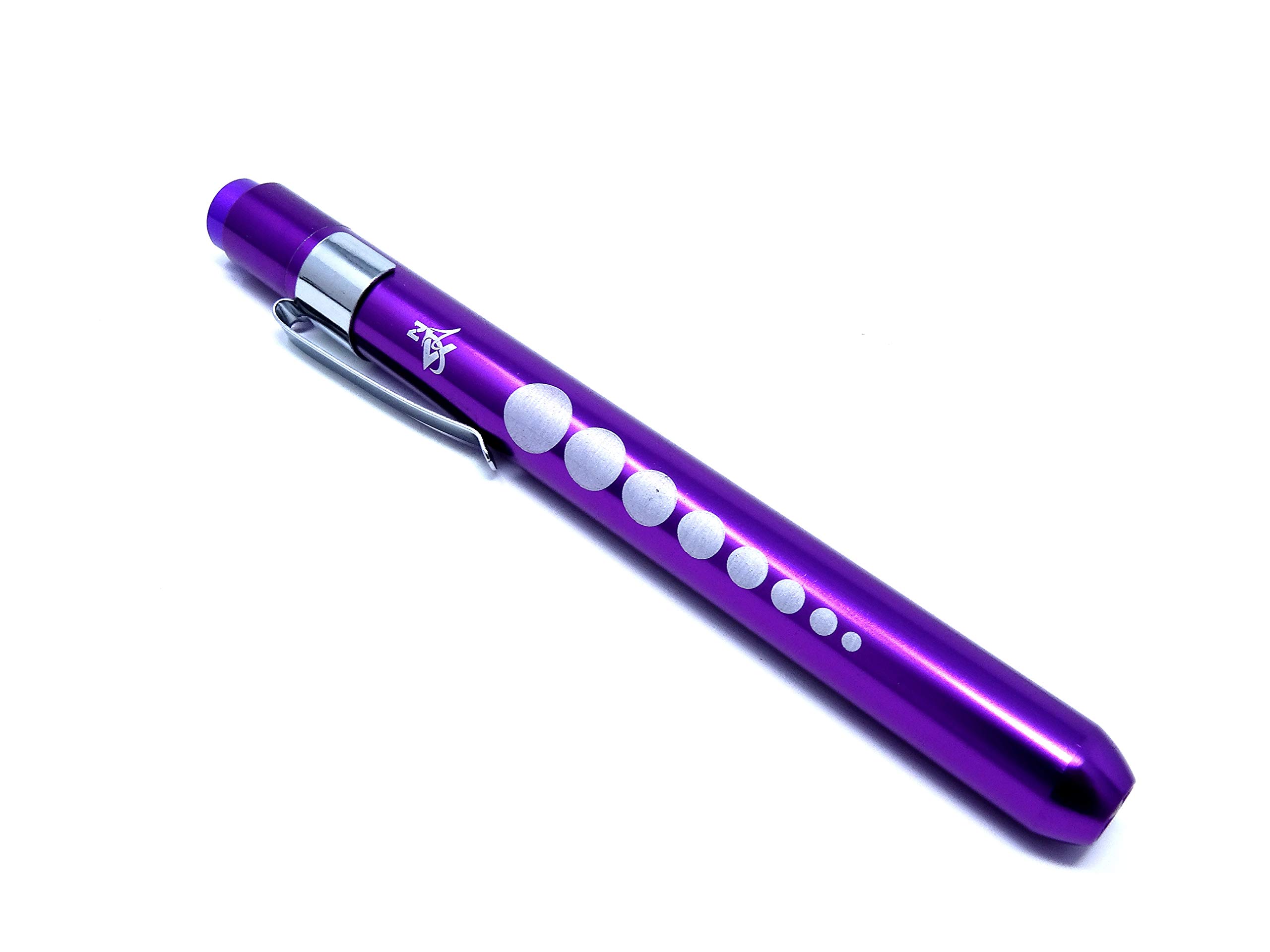 Penlight Reusable Medical Aluminum LED Pen Light with Pupil Gauge for Nurses Doctors Students with Pocket Clip (Purple)