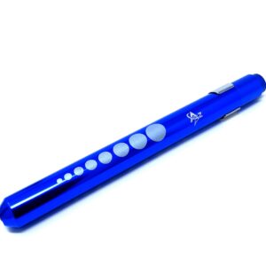 Penlight Reusable Medical Aluminum LED Pen Light with Pupil Gauge for Nurses Doctors Students with Pocket Clip (Blue)