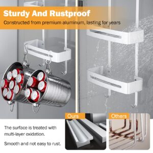 UIFER Shower Caddy Over The Door, Rustproof Aluminum Shower Caddy, Shower Door Storage Organizer with a Suction Cup, Hooks and Basket