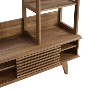 Modway Render Mid-Century Modern TV Stand Entertainment Center, 70", Walnut