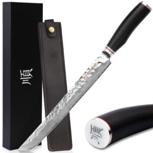 yousunlong max sakimaru knife 11'' - japanese damascus steel - sashimi sushi yanagiba knife - bbq meat & fish slicing- ebony handle