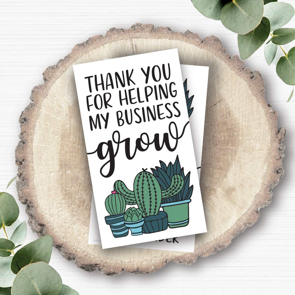 50 Cactus Thank You for Helping My Business Grow - Customer Thank You for Your Order Cards - Small Business Online Shop Package Insert