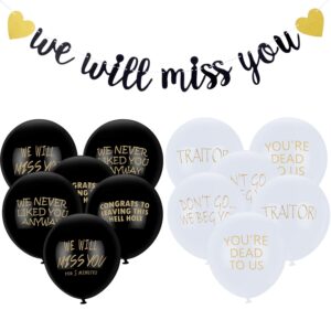 25 pieces office leaver party supplies we will miss you banner coworker going away balloons for retirement farewell going away office work graduation party decorations