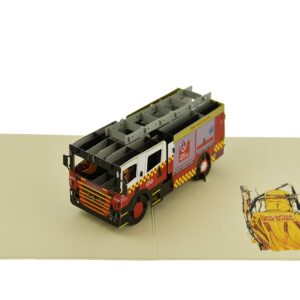 Firetruck 3D Pop Up Greeting Card, Fireman Volunteer Appreciation Card, Birthday Card, Any Occasions