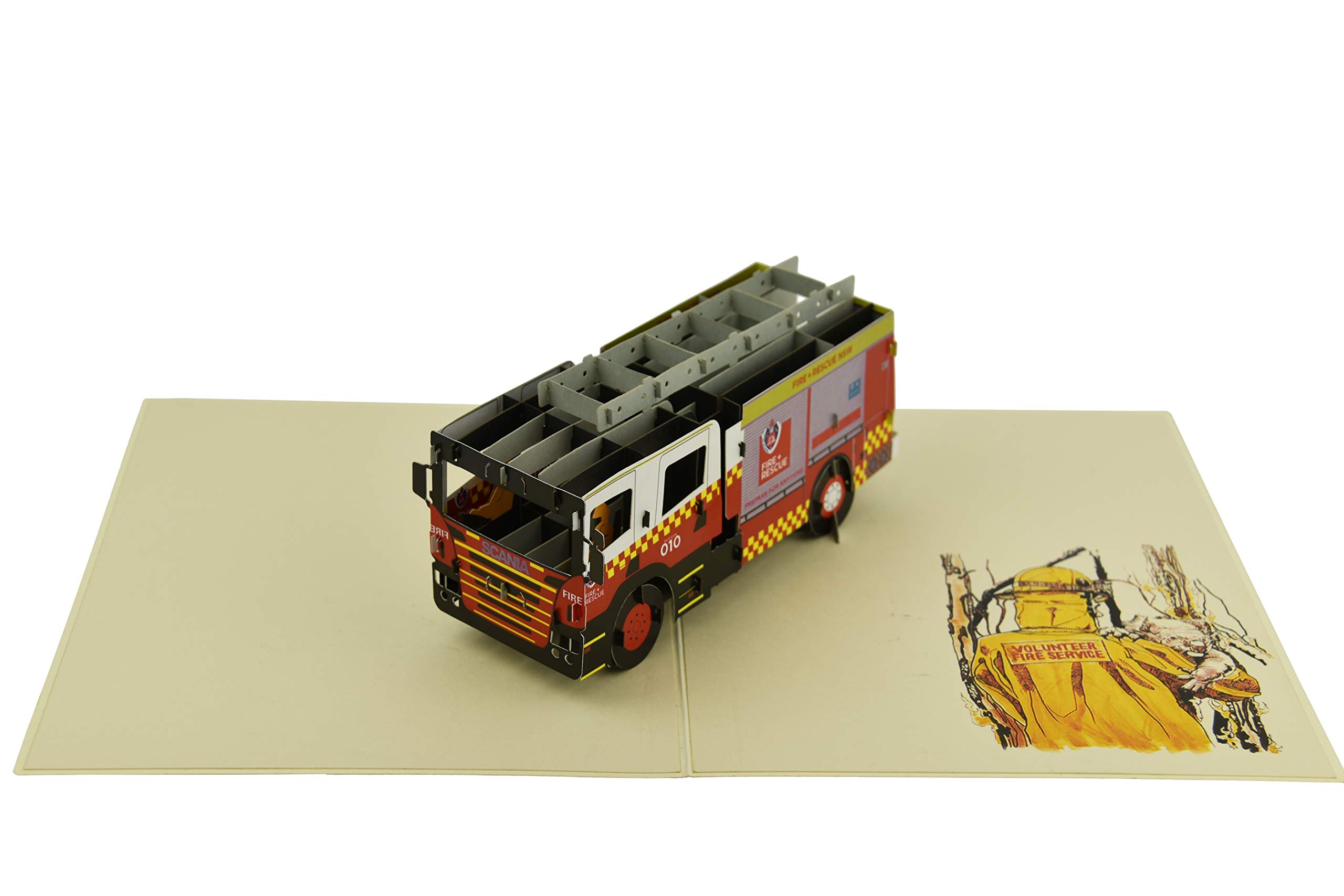 Firetruck 3D Pop Up Greeting Card, Fireman Volunteer Appreciation Card, Birthday Card, Any Occasions