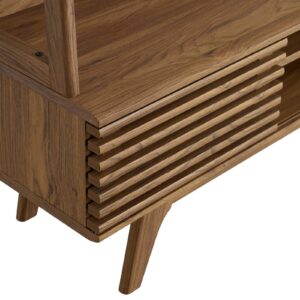 Modway Render Mid-Century Modern TV Stand Entertainment Center, 70", Walnut