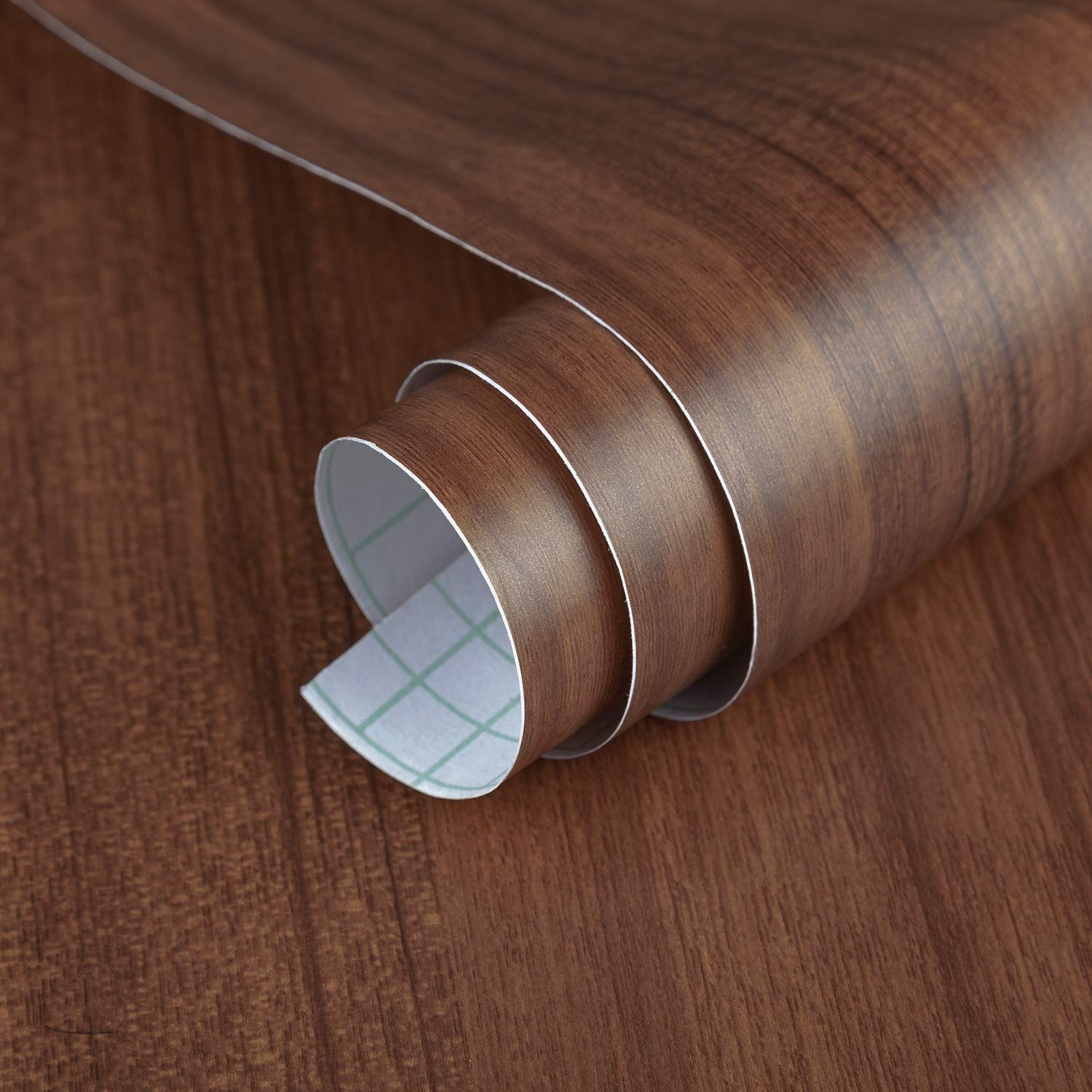 BAYYA Brown Walnut Wood Grain Wallpaper Waterproof Peel and Stick Wallpaper Decorative Furniture Stickers for Kitchen Cabinets Door Table Floor Shelf Drawer Liner Removable Self-Adhesive Film