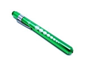 penlight reusable medical aluminum led pen light with pupil gauge for nurses doctors students with pocket clip (green)