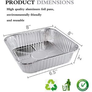 Ailelan Aluminum Pans, 8x8 Aluminum Foil Pans, 50-Pack Disposable Aluminum Pans Perfect for Cooking, Heating, Storing, Prepping Food