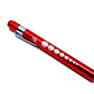 Penlight Reusable Medical Aluminum LED Pen Light with Pupil Gauge for Nurses Doctors Students with Pocket Clip (RED)