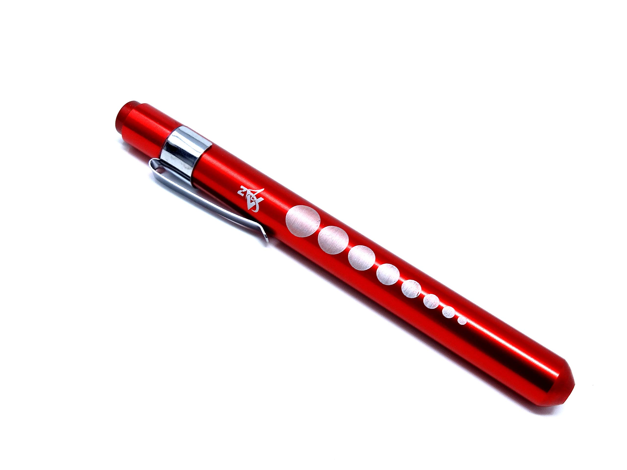 Penlight Reusable Medical Aluminum LED Pen Light with Pupil Gauge for Nurses Doctors Students with Pocket Clip (RED)