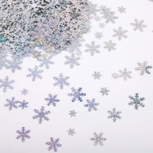 christmas snowflake confetti decoration- 1500pcs | snowflakes frozen party confetti | winter wonderland birthday baby shower wedding sequins christmas party sprinkles confetti decorations (silver)