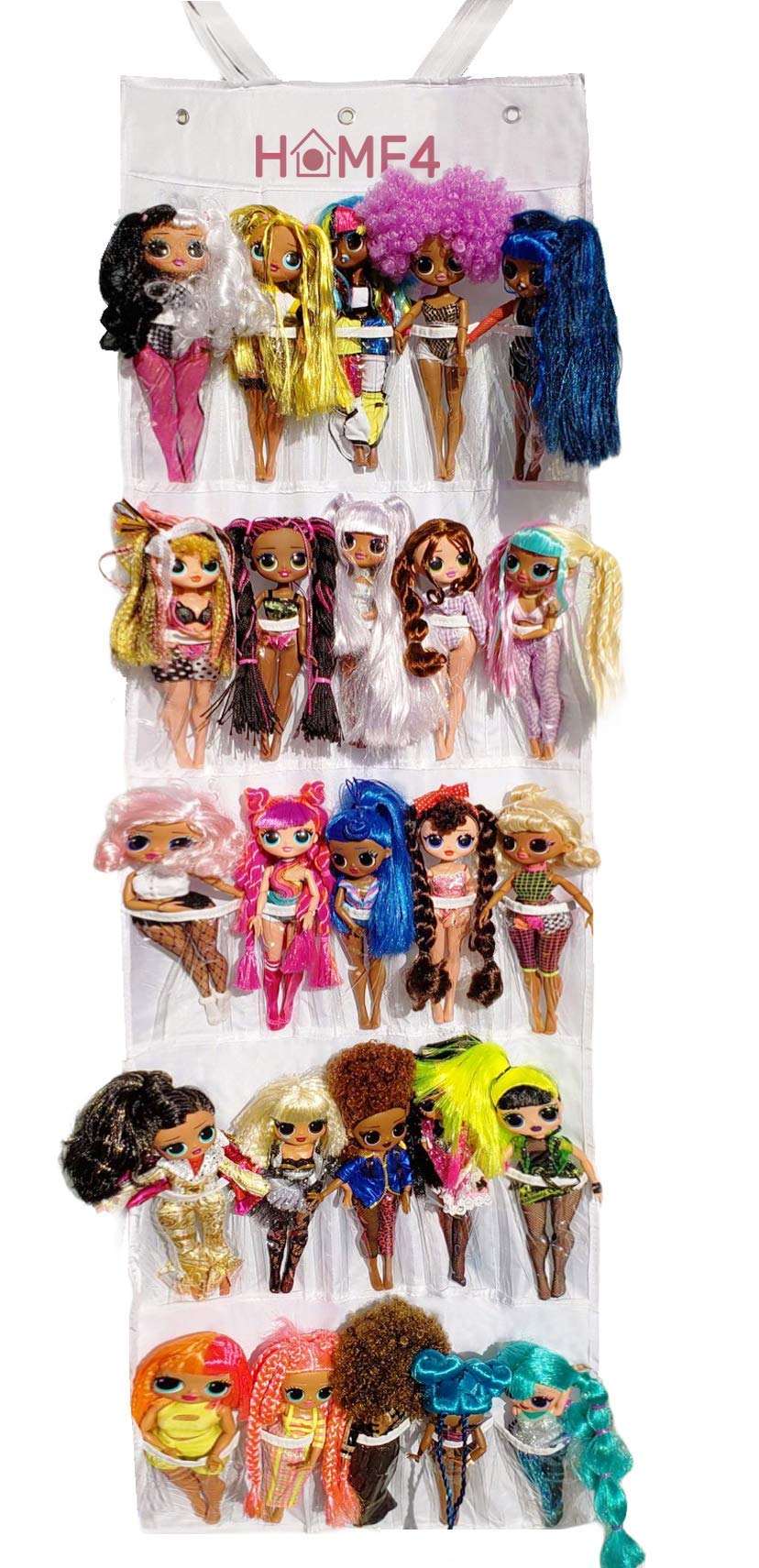 HOME4 Hanging Over The Door Storage Organizer Holder Compatible with Surprise Toys Dolls OMG Bar bie LOL (Clear)