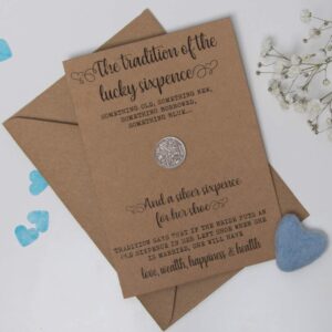 Bride's Sixpence Coin and Card Kraft | Sixpence Tradition | Something Old, Something New, Something Borrowed, Something Blue, and a Sixpence for Her Shoe