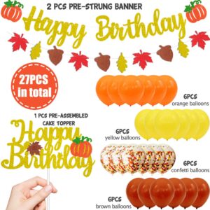 Little Pumpkin Thanksgiving Birthday Decorations Party Pack - Fall Little Pumpkin Autumn-themed Happy Birthday Baby Shower Party Supplies -Includes Cake Topper Banners and Balloons