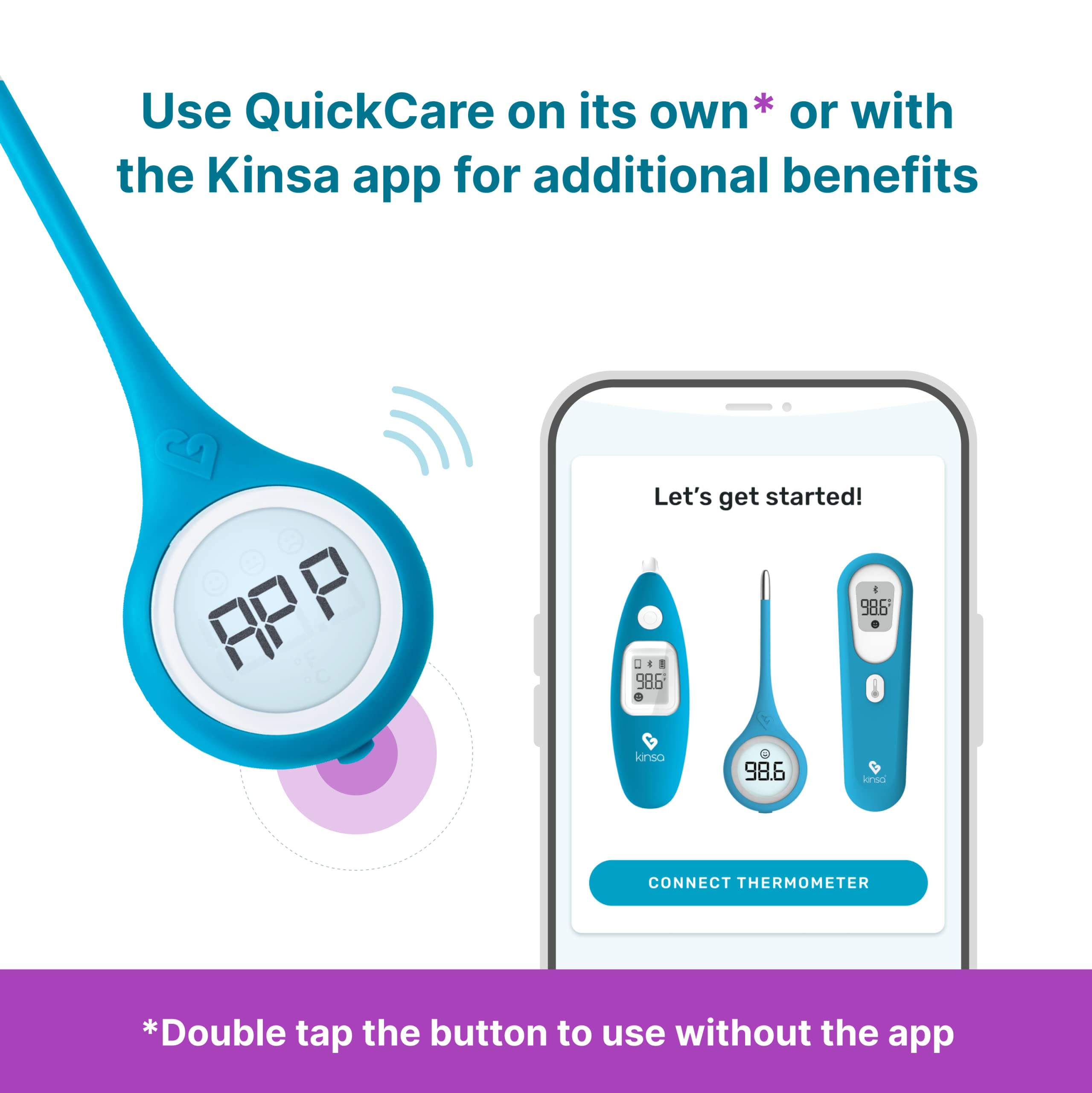 Kinsa QuickCare Smart Digital Thermometer - Medical Termometro FDA Cleared