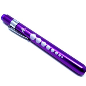 Penlight Reusable Medical Aluminum LED Pen Light with Pupil Gauge for Nurses Doctors Students with Pocket Clip (Purple)