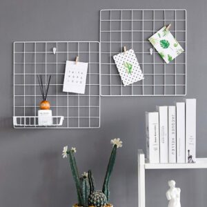 GBYAN Wire Grid Wall Shelf Baskets White Hanging Flower Pot Display Metal for Grid Panel, 2 Pack