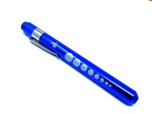 penlight reusable medical aluminum led pen light with pupil gauge for nurses doctors students with pocket clip (blue)