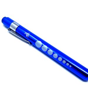 Penlight Reusable Medical Aluminum LED Pen Light with Pupil Gauge for Nurses Doctors Students with Pocket Clip (Blue)