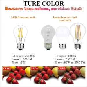 LiteHistory E26 Edison Bulb 6W=60 watt Light Bulb Dimmable Daylight 5000K Edison Light Bulb 60 Watt AC120V A15 led Bulb for Ceiling Fan,Vanity,Refrigerator,Wall scones 600lm E26 Light Bulb 6Pack