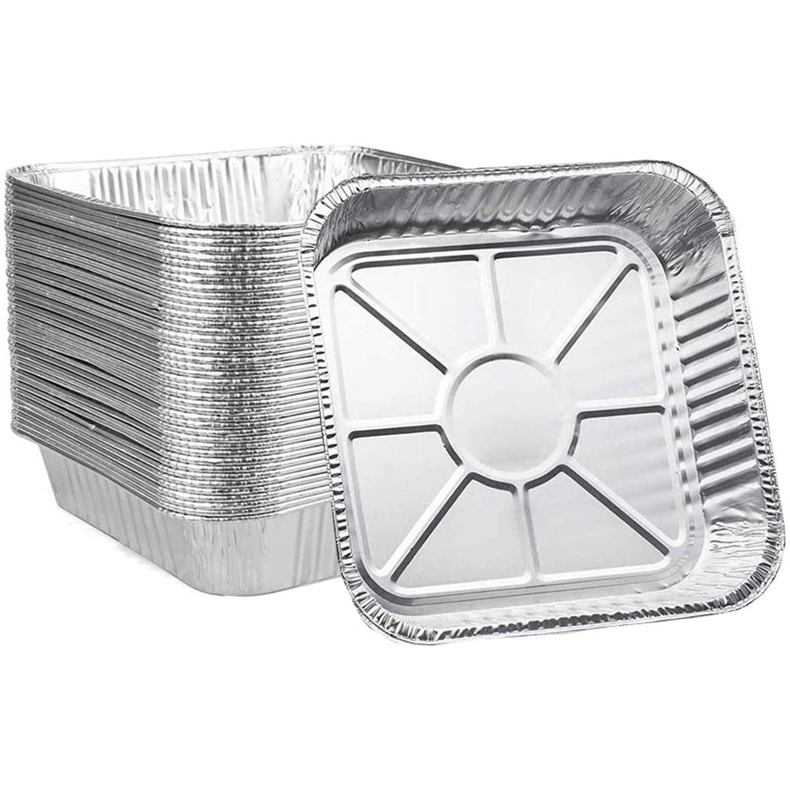 Ailelan Aluminum Pans, 8x8 Aluminum Foil Pans, 50-Pack Disposable Aluminum Pans Perfect for Cooking, Heating, Storing, Prepping Food