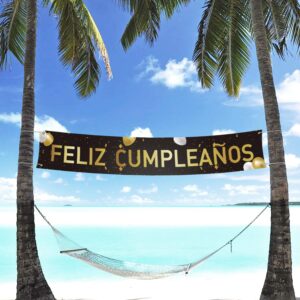 Feliz Cumpleanos Large Banner Spanish Happy Birthday Banner, Birthday Porch Decorations, Happy Birthday Lawn Sign for Spanish Speaker Indoor Outdoor Backdrop 8.9 x 1.6 Feet