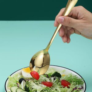 Berglander Gold Salad Server Set, Stainless Steel Salad Serving Set with Titanium Gold Plating, Salad Servers, Salad Spoon, Salad Fork, Pack of 2 (Shiny Gold)