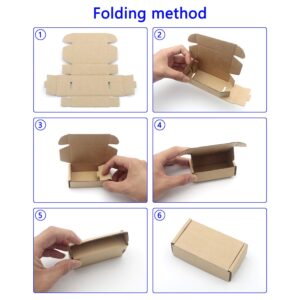 Ellbest 50 Pack Kraft Paper Boxes, Foldable Rectangular Paper Box Packing Box for shipping, Storaging Small items, Brown, 3.62 x 1.98 x 1.02 inches